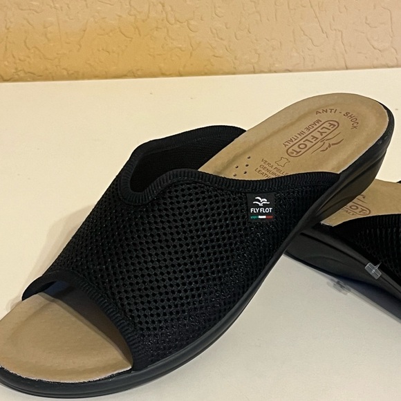 Fly Flot | Shoes | Fly Flot Black Mesh Slide Sandals Antishock Size 9 ...
